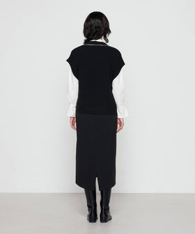 ケーブルニットベスト付き ワンピース（72-06OM01-205）｜ギャバジン